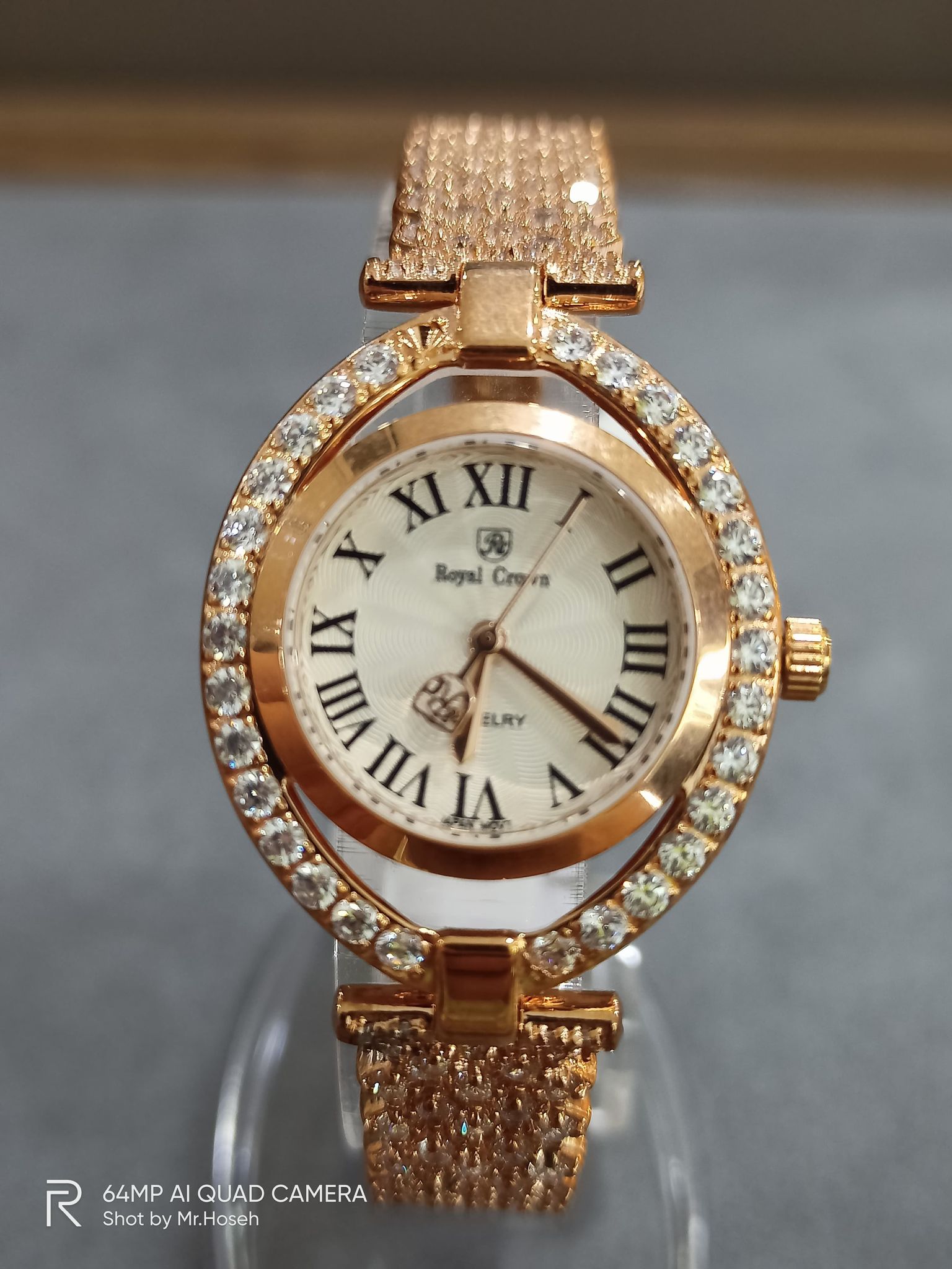 Royal Crown Crystal Bracelet Watch 4016B-RG-1M